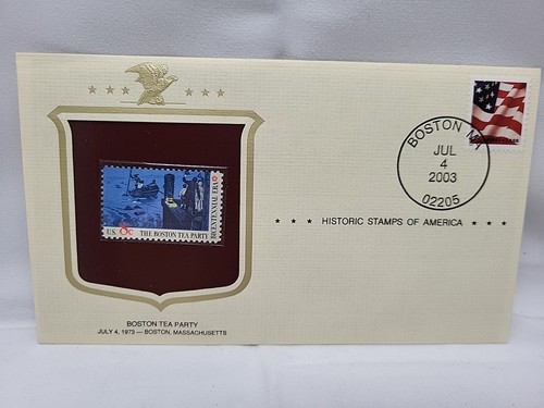 BOSTON TEA PARTY USPS stamp in envelope. July 4th 1973 Historic Stamps ...