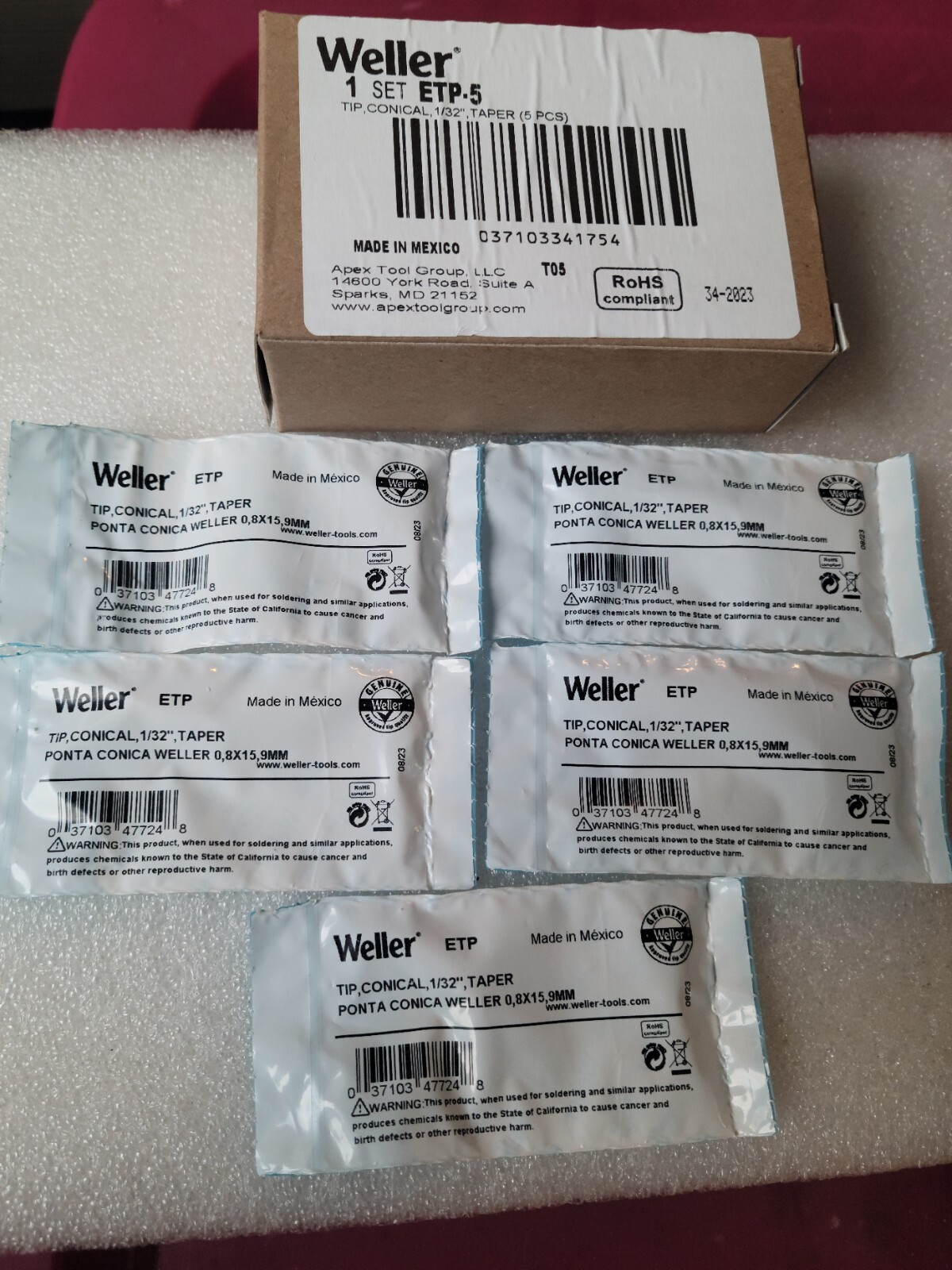 5X Original Weller ETP Solder Soldering Tip fits Stations WES51,WESD51 ...