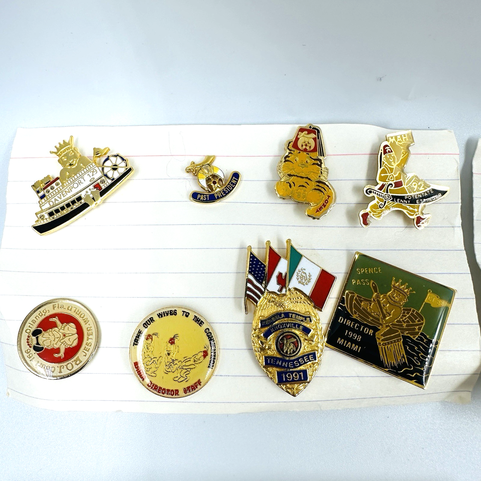 Vtg Lot 100+ ROJ Shriner Masonic Temple Enamel Pins Medallions Lapel ...