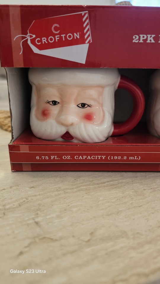 Crofton 2 Pack Christmas Holiday Coffee Mug Winking Santa Mrs Claus ...