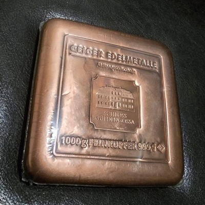 Geiger Edelmetalle 1000g .9999 Fine Copper Square Bar Schloss ...
