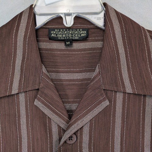 Vtg Alberto Celini Collezione Men's M Guayabera Cuban Striped Button Up ...