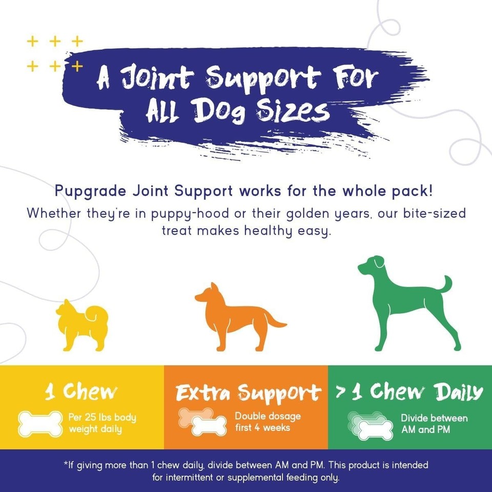 PupGrade Dog Joint Support Glucosamine Chondroitin MSM Hip Pain Relief ...
