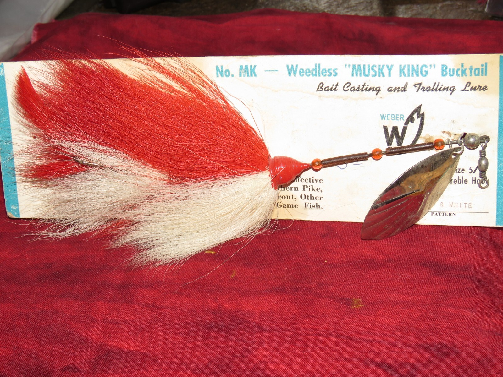 VINTAGE NEW OLD STOCK ON CARD WEBER WEEDLESS MUSKY KING BUCKTAIL ...