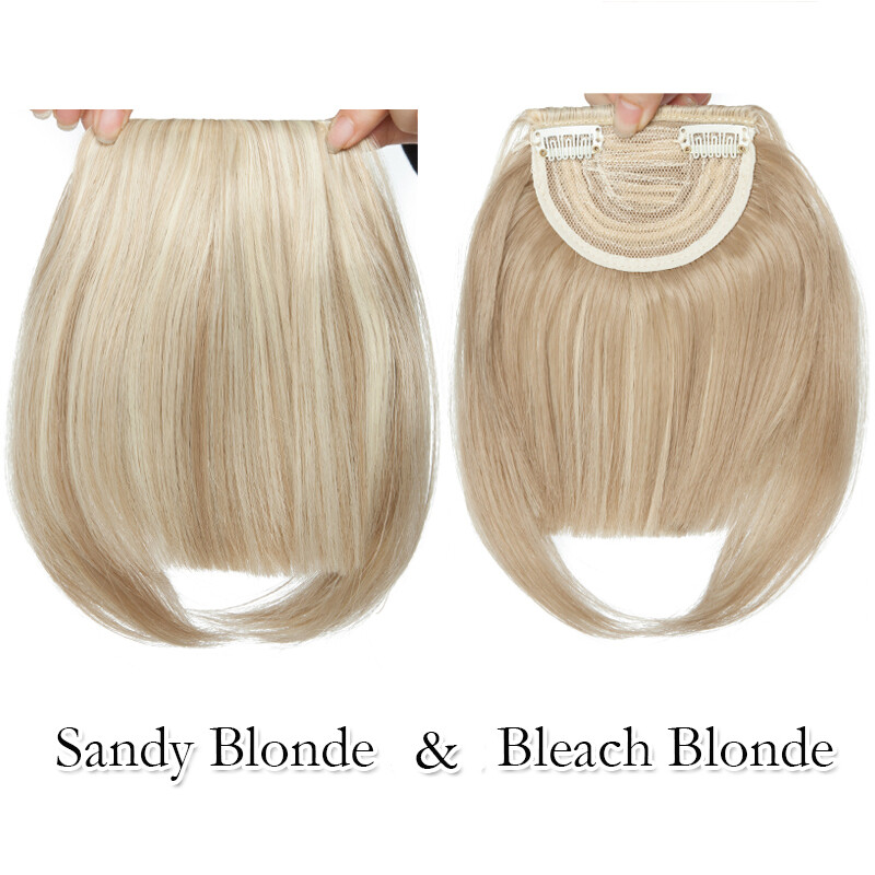 Thin Neat Bangs AS Remy Human Hair Extensions Clip in on Fringe Front ...
