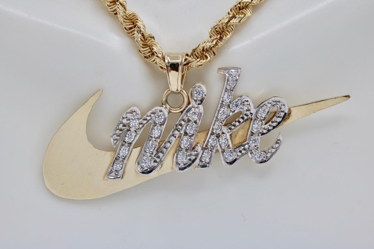 14K Yellow & White Gold Custom-made Sports Logo Diamo… - Gem