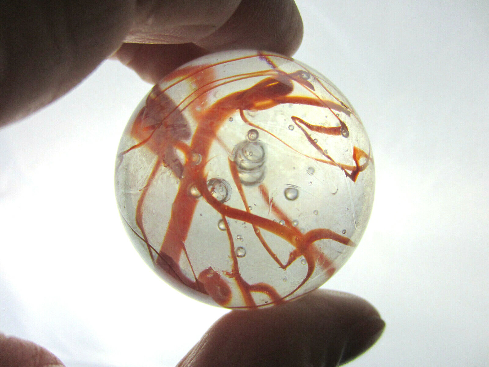 TOE BREAKER 50mm (2") RED SPAGHETTI Wire Pull Confetti Marbles glass ...