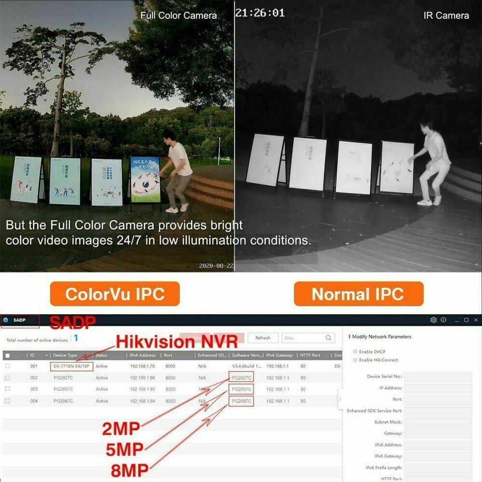 4P 4K Hikvision Compatible 8MP Full Color PoE MIC IP Camera PG2087C ...