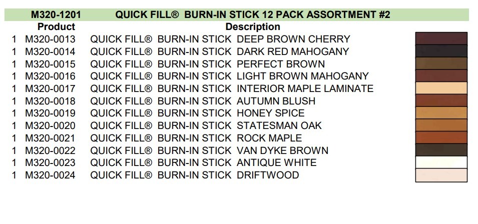 Mohawk Quick Fill Burn-In Stick Assortment | eBay