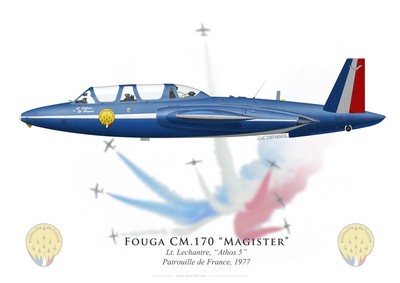 Print Fouga Magister, Patrouille de France 1977, French Air Force (par ...