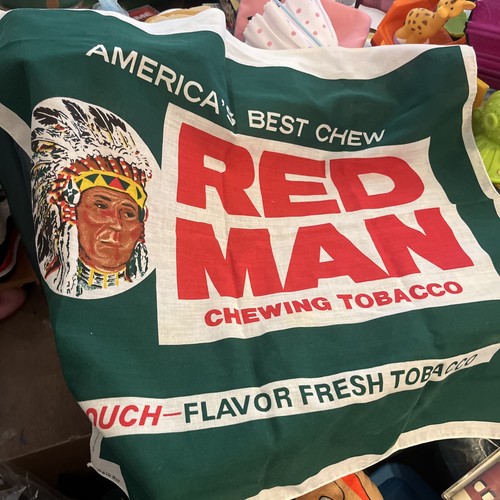 Vintage Red Man Chewing Tobacco Advertising Bandana Indian Head Chief ...