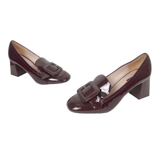 Uterque Burgundy Patent Leather Heeled Loafers Buckle Sz 41 | eBay