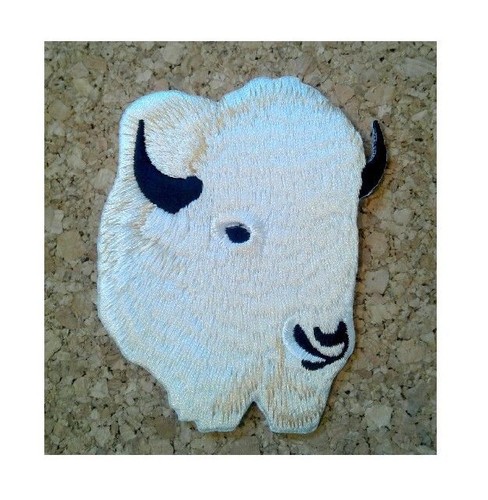 Buffalo - White Bison Buffalo Head - Embroidered Iron On Patch - Right ...