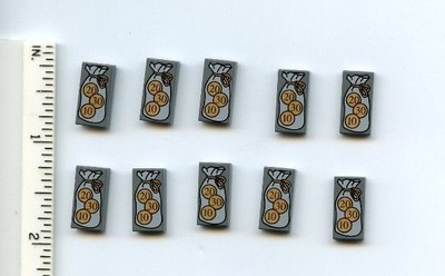 LEGO x 10 Dark Bluish Gray Tile 1 x 2 with HP Money Purse and Coins ...