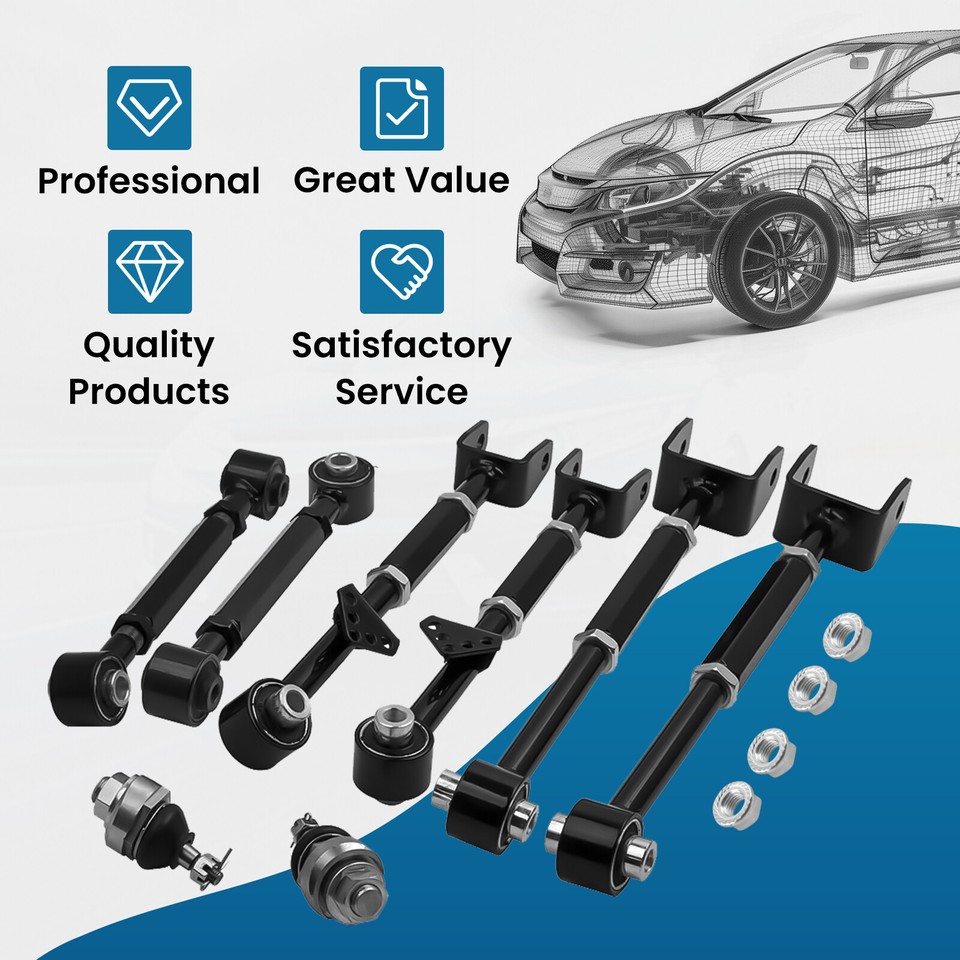 Rear Control Camber Arms Toe Kit + Front Lower Ball Joint for Honda ...
