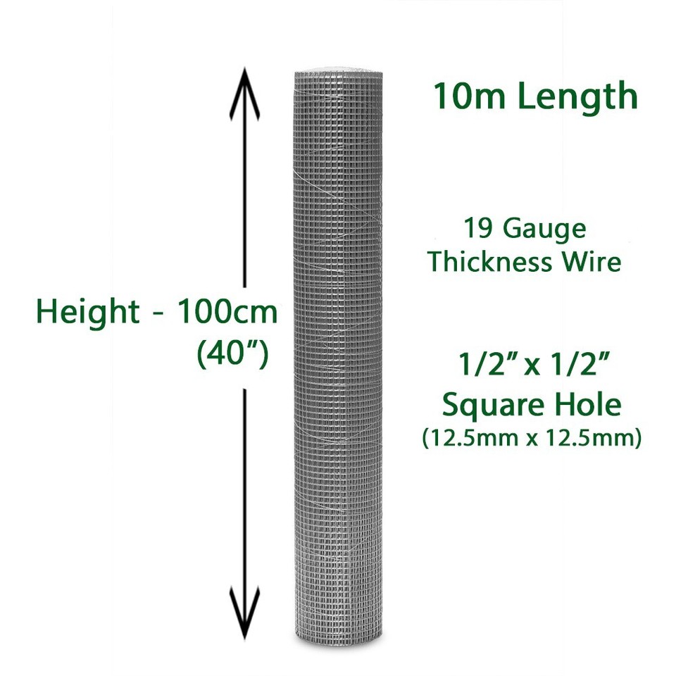 Alphapet 19g Galvanised Welded Wire Mesh - 1/2" x 1/2" Hole Chicken ...
