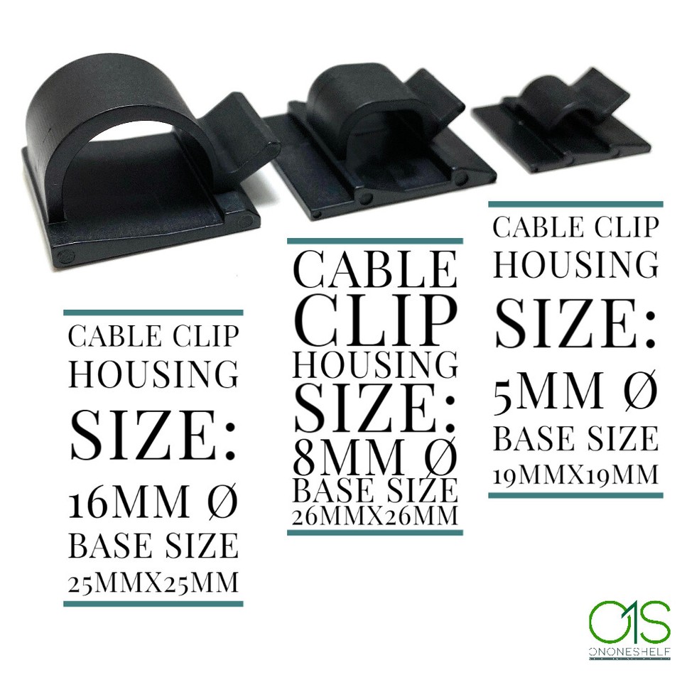 Self Adhesive Cable Clips Mounts Wire Conduit Tubing Nylon Sticky Pads ...