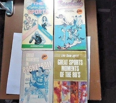 LOT OF 4 SPORTS VHS TAPES BASKETBALL, BASEBALL FUNNIES, SPORTS MOMENTS ...