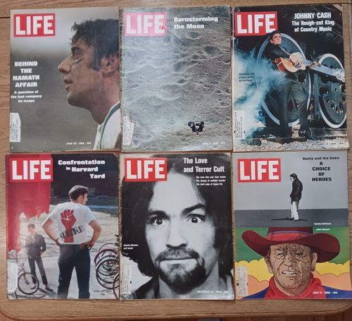 Vintage LIFE Magazines Lot of 6 1969 Apollo, Johnny Cash, Namath ...
