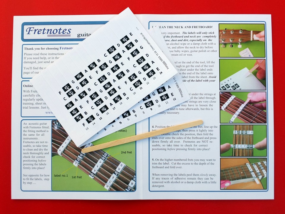 Guitar FRETBOARD NOTE STICKERS Learn Scales Fret Labels RH / LH Online ...