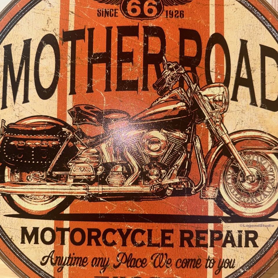 New Mother Road Motorcycle Repair Round Decorative Metal Tin Sign!!! | eBay