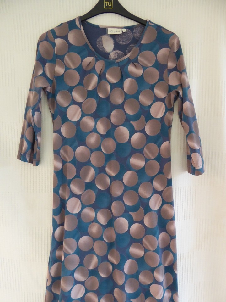 Adini browns/multi circle 3/4 sleeve Dress Size 16 Label L | eBay UK