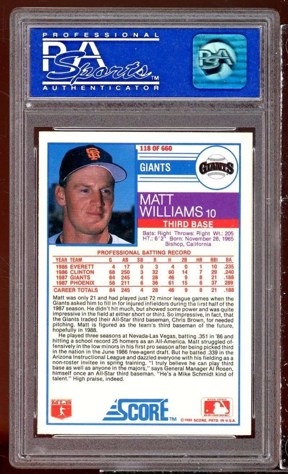Matt Williams Rookie Card 1988 Score Glossy #118 PSA 9 | eBay