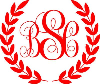 Custom Monogram Laurel Leaf Initial Vinyl Decal sticker car/truck ...