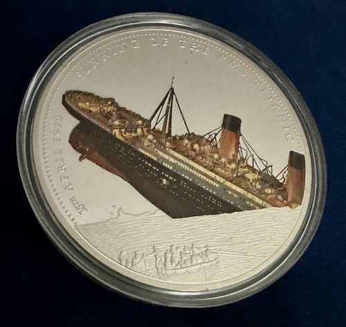 100th anniversary RMS Titanic 2 3/4 inches silver plated proof medallic ...