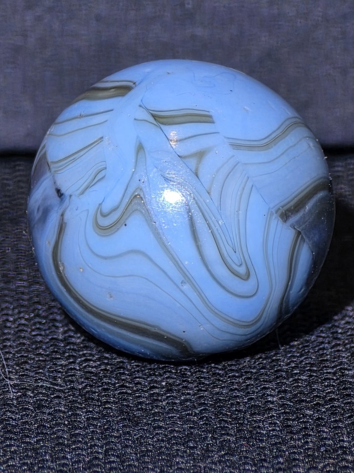 LOT-910 VINTAGE CHRISTENSEN STRIPED OPAQUE BLUE BASE BROWN SWIRL .63 NM ...