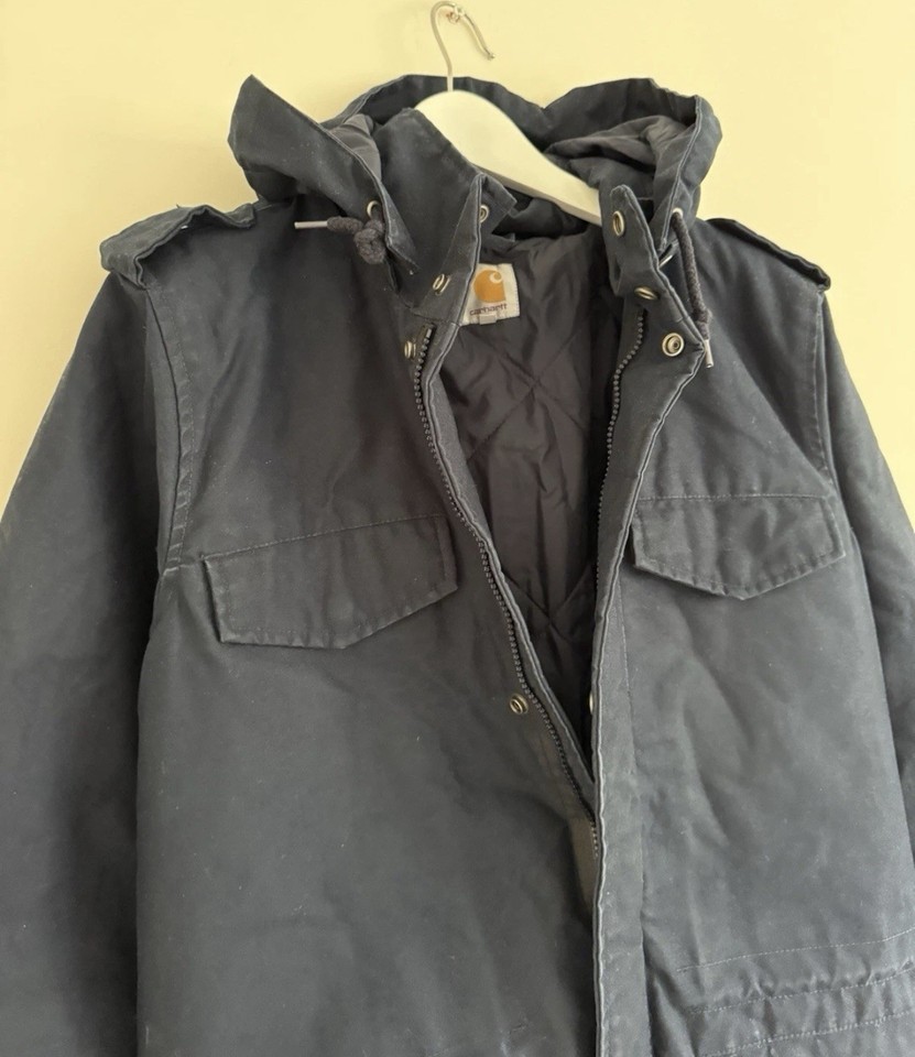 Men’s Vintage Carhartt ‘Hickman Coat’ Navy Parka Coat Size Small 0523 ...