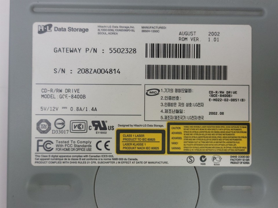 LG / Hitachi GCE-8400B CD-R/RW 5.25" Drive, PATA/IDE/40-Pin, tested w ...