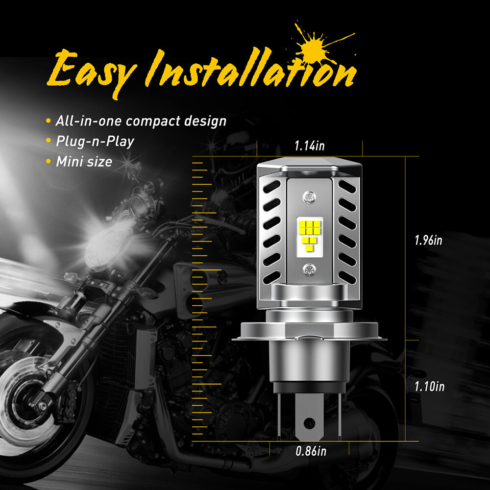 AUXITO H4 9003 Motorcycle CSP Hi/Low LED Beam Headlight Front Bulb Kit ...