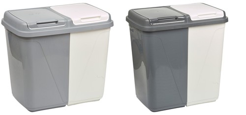 60L or 90L Double Recycling Bin 2 Compartment Kitchen Rubbish Sectioned ...