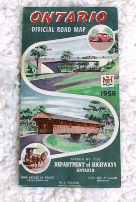 Vintage 1958 Official Road Map of Ontario Province Canada | eBay