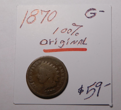 KEY DATE! 1870 CHOCOLATE BROWN ORIGINAL GOOD - INDIAN CENT ONLY $49.00 ...