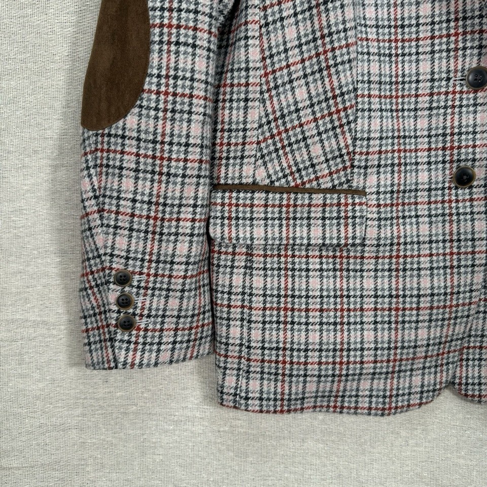 M&S Collection Wool Jacket Blazer UK 18 Tweed Grey Pink Red Check ...