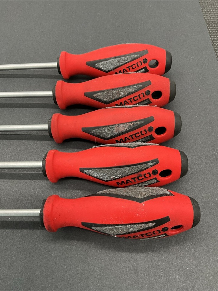 Matco Tools Screwdriver Set Long Phillips & Flat Tip Torque XL 5pc Red ...