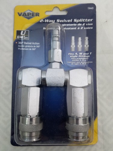 VAPER TITAN 19445 2 WAY SWIVEL AIR HOSE SPLITTER WITH UNIVERSAL AIR ...