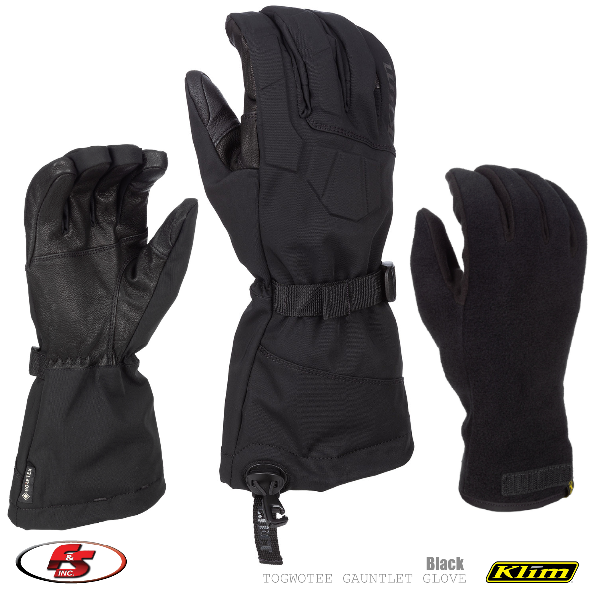 NEW KLIM TOGWOTEE GAUNTLET Snowmobile Gore-tex GLOVE-BLACK MD LG XL | eBay