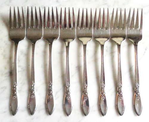 Oneida Community Stainless Spring Rose 6 3/4 inch Set of 8 Salad ...