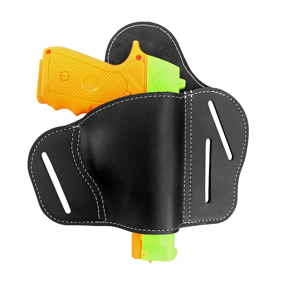 3 Slot Pancake Style Leather Gun Holster Handgun Belt OWB Holster ...
