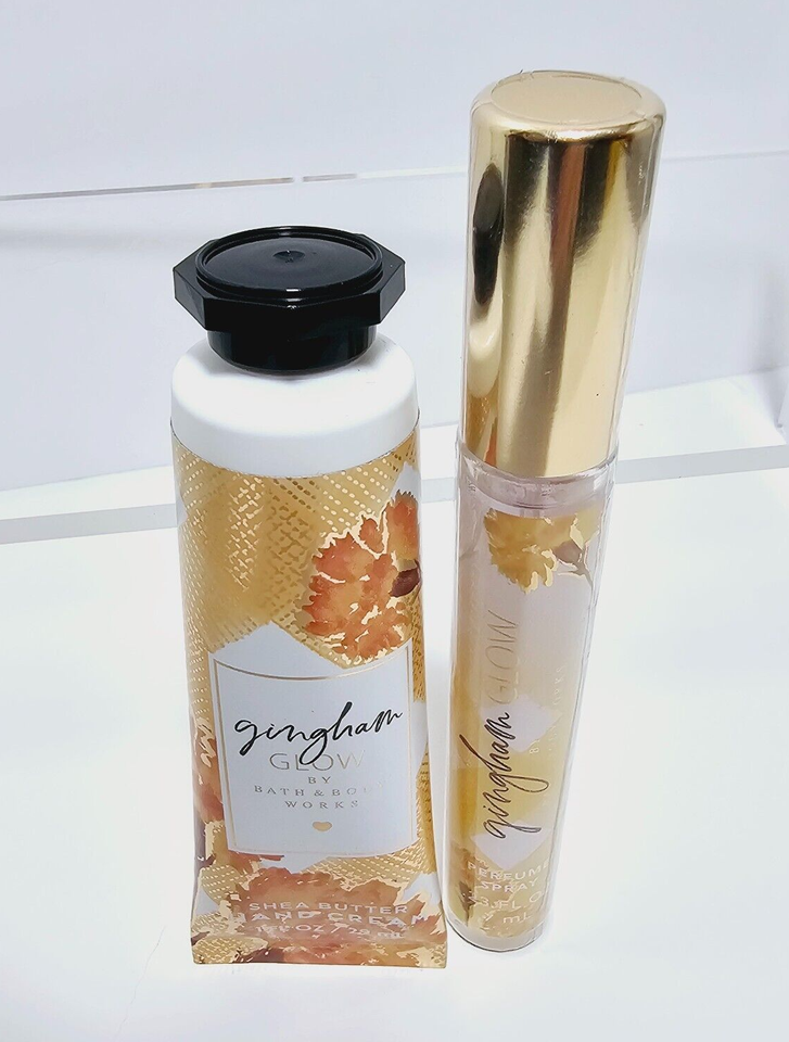 GINGHAM GLOW Bath & Body Works 1 Perfume Travel Spray 1 Hand Cream NEW ...
