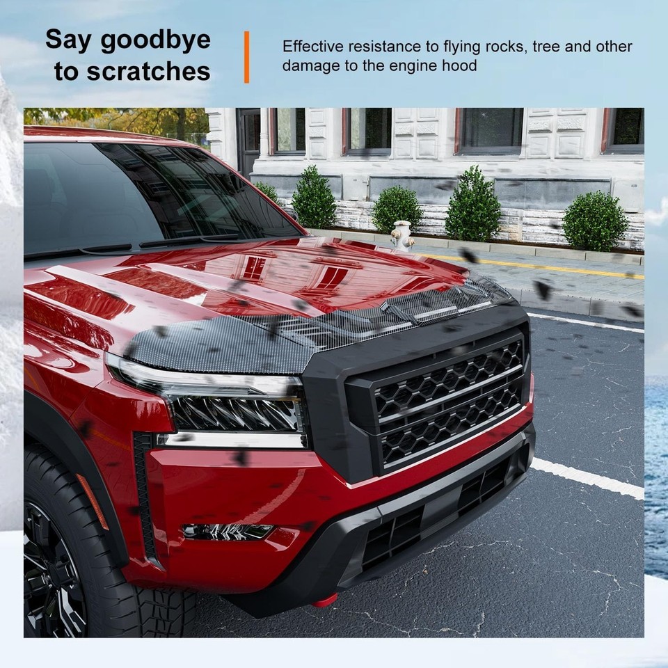 For 2022-2026 Nissan Frontier Hood Deflector Glossy Carbon Shield Hood ...