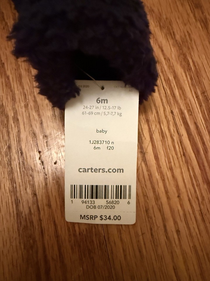 Carter’s Infant Blue Bear Hooded Fleece zip up Jacket Baby Boys size 3 ...