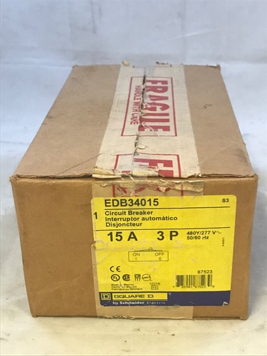SQUARE D EDB34015 3 POLE 15A 480V CIRCUIT BREAKER *SAMEDAY SHIP ...