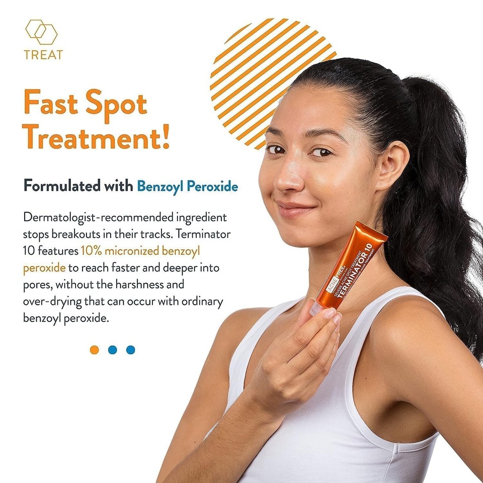 Terminator 10 Acne Spot Treatment with Benzoyl Peroxide 10% Maximum ...
