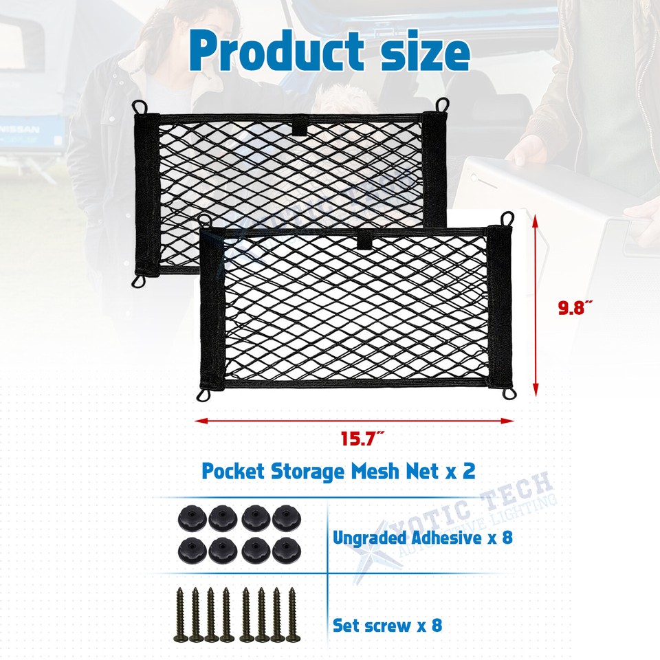 RV Boat Minivan Car Small Cargo Net Pocket Trunk Side Elastic Storage ...