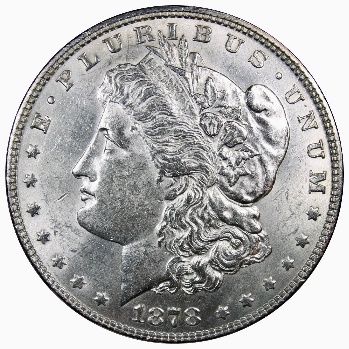1878 7TF Reverse of 1878 Morgan Dollar AU+ ALMOST UNC Details Cleaned ...
