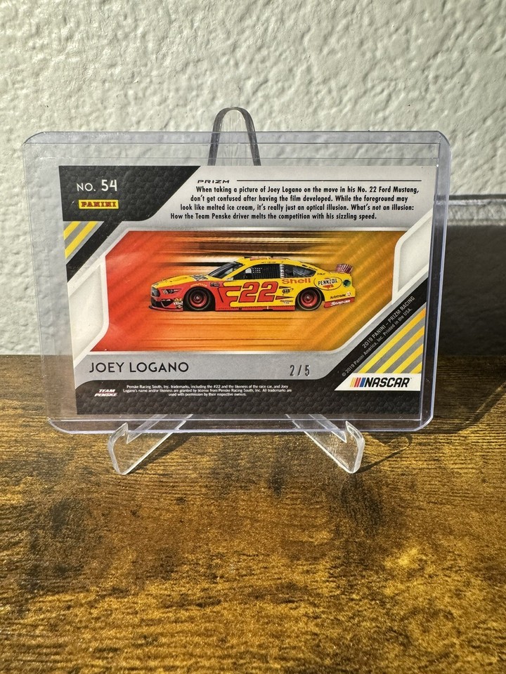 2019 Panini Prizm Racing NASCAR Acceleration White Prizm Joey Logano /5 ...